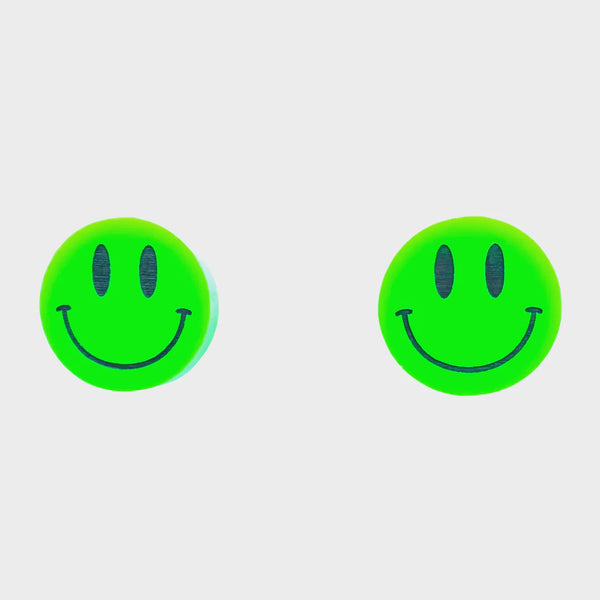 Haus of Dizzy Studs Smiley Face Green - AGWA Design Store